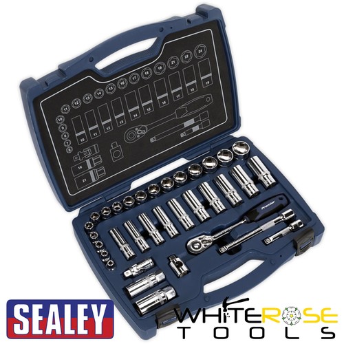 Sealey Premier Socket Set 34pc 3/8" Drive Metric WallDrive Ratchet ...