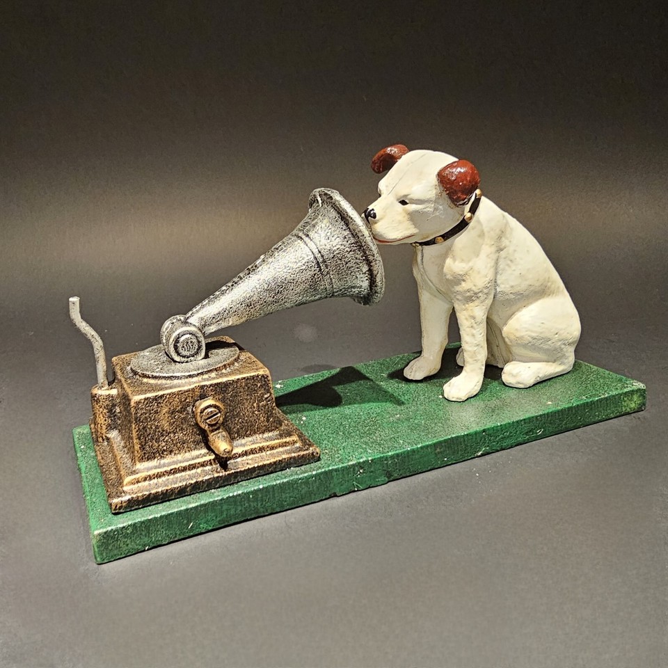 Cast Iron Nipper Dog Figurine on Green Base, Rogers Foundry, Birmingham ...