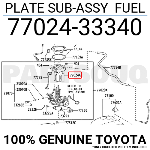 7702433340 Genuine Toyota PLATE SUB-ASSY FUEL 77024-33340 | eBay