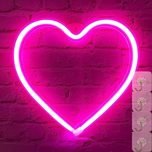 Neon Heart Lights Pink Heart Neon Sign Heart Led Light, Led Heart Lamp ...