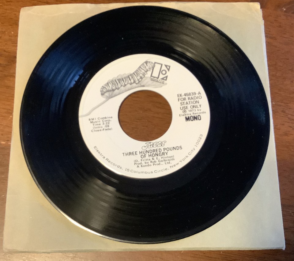 JUBAL Promo 45 Three Hundred Pounds Of Hongry 1973 Elektra Eddie Hinton ...