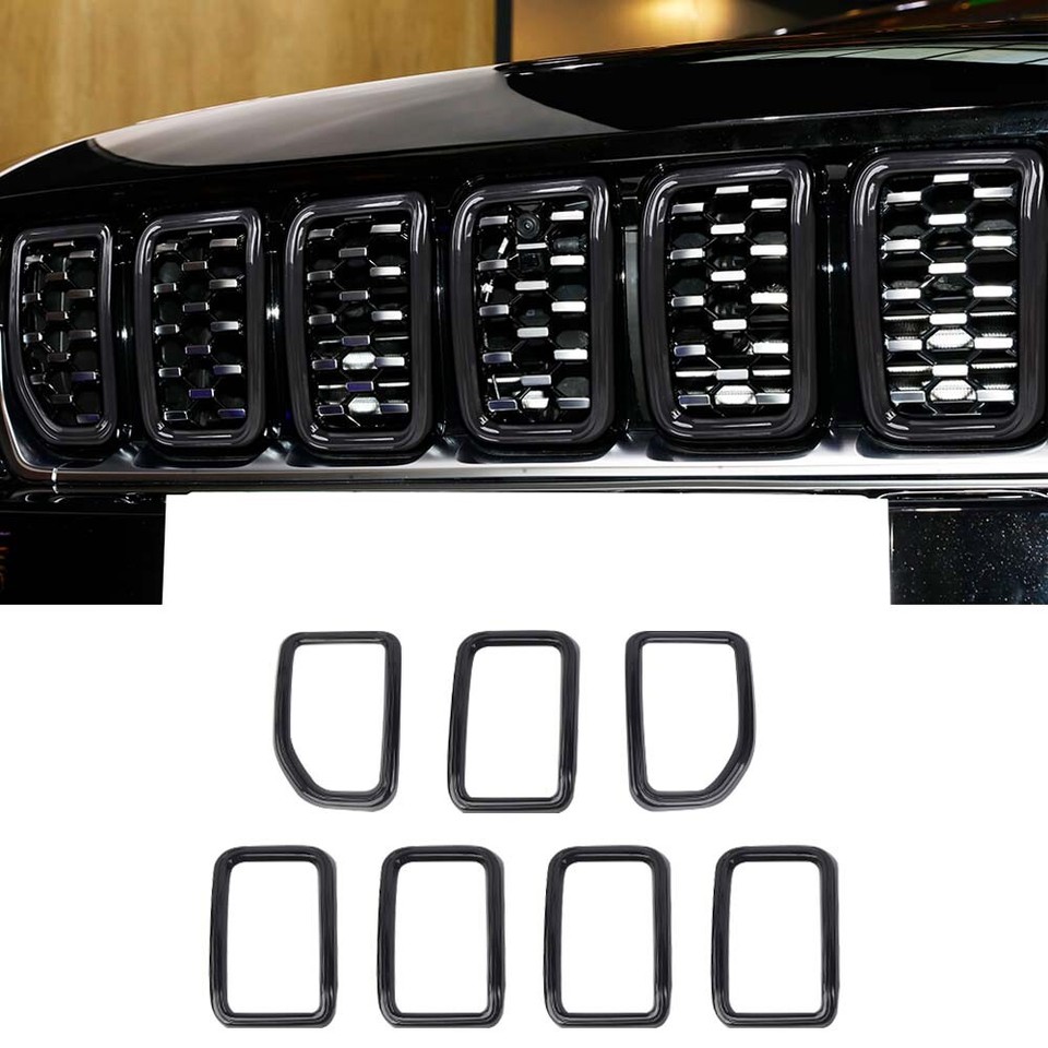 7PCS Front Grille Insert Frame Cover Trim Bezel Kit for Jeep Grand ...