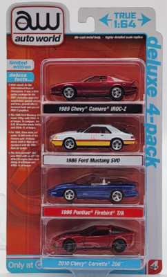 AUTO WORLD Deluxe 4-pack Camaro Firebird Mustang Corvette Release 2 ...