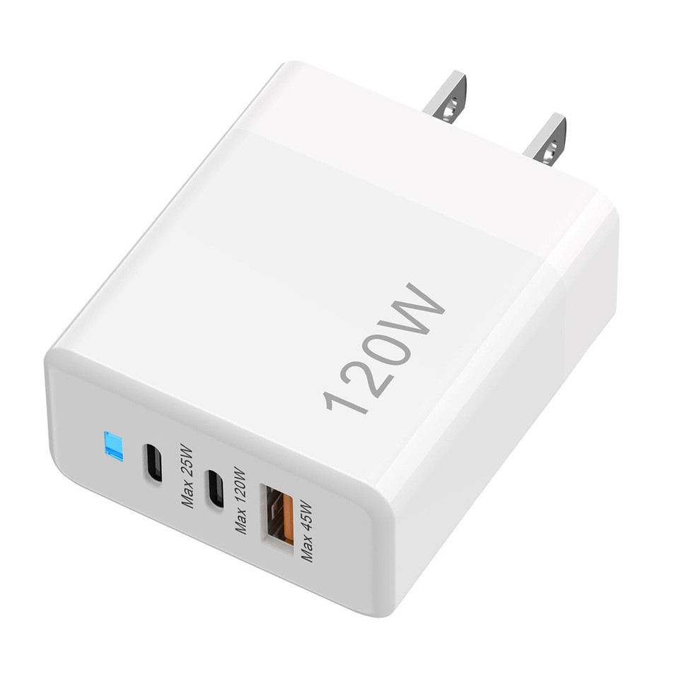 120W Fast Phone Charger Multi-Port Type-C+USB Fast Charging Block With ...