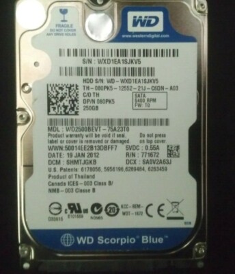 Western Digital 250 GB WD2500BEVT - 75A23T0 HDD laptop | eBay