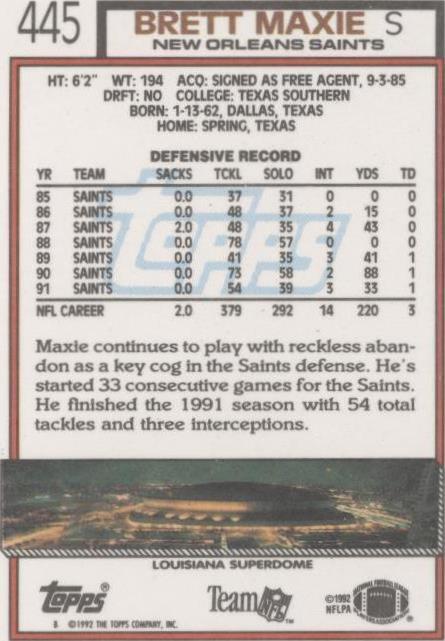 1992 Topps Brett Maxie #445 for sale | eBay