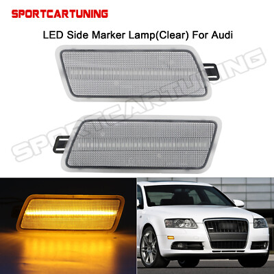 2x Front Amber Full LED Bumper Side Marker Light Clear For 2005-2011 ...