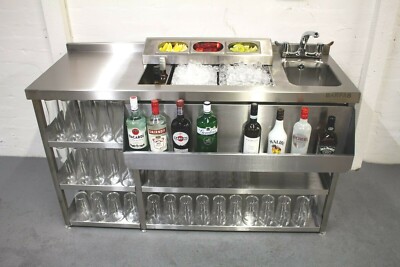 Modular Cocktail Station, Insulated Ice Well & Bar Sink With Shelving ...