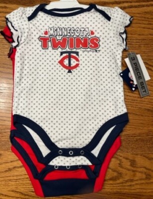 MLB MINNESOTA TWINS~SET OF 3 BABY GIRL Onsies - snap bottoms - 12 ...
