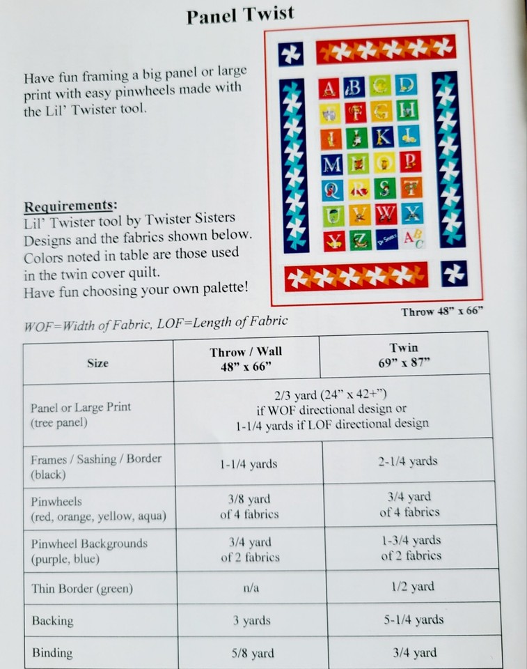 Panel Twist Quilt Pattern by Quilt Moments 2 sizes Twin Throw Quilting ...