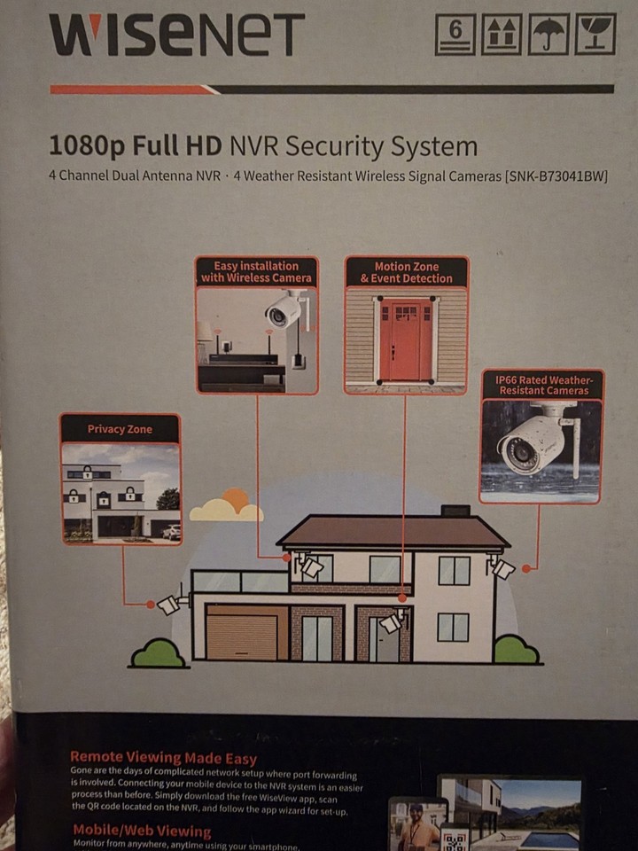 Wisenet Wireless 1080p HD NVR 4-Channel/4 Camera Security System | eBay