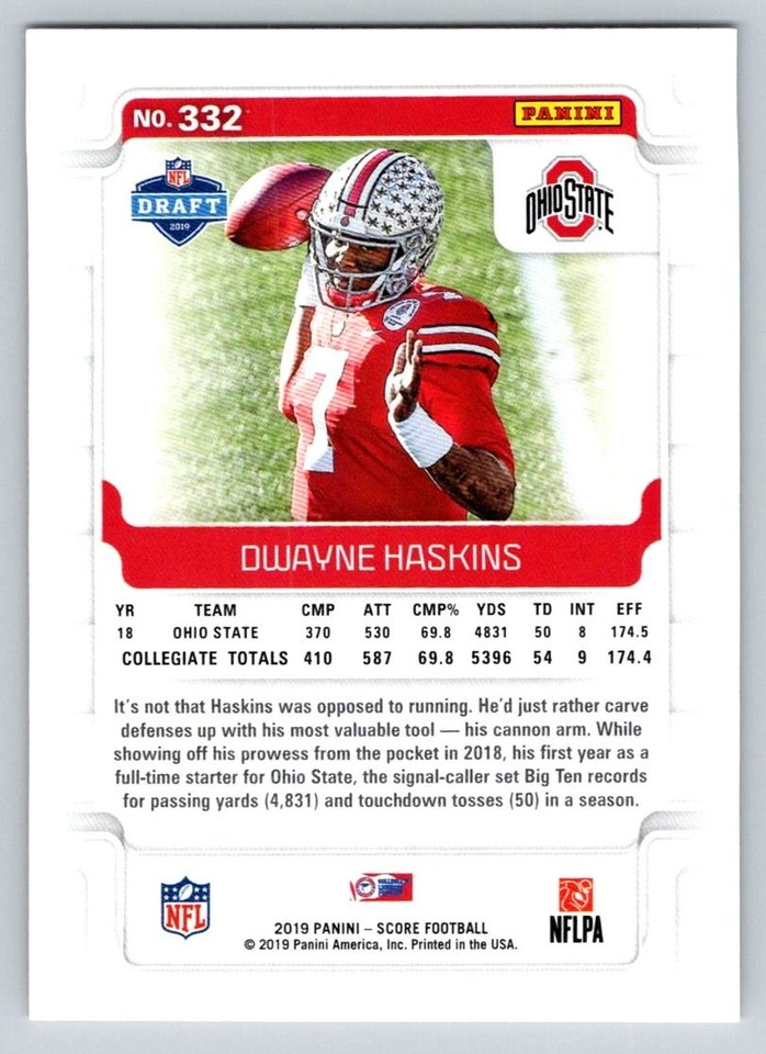 2019 Score Football #332 Dwayne Haskins Ohio State | eBay
