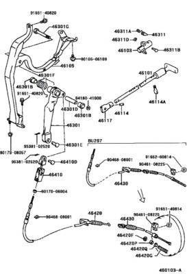 TOYOTA DIYNA CABLE ASSY PARKING BRAKE NO.3 Genuine JDM OEM 46430-37050 ...
