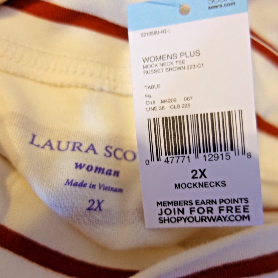Laura Scott Women Plus Size 1x 2x 3x Mock Neck Striped Sweater Top ...