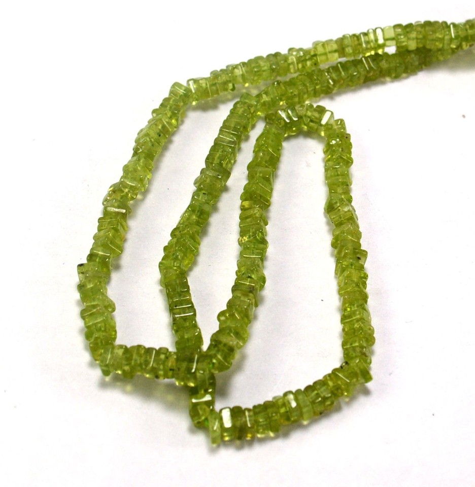Natural Peridot Gemstone 4 mm Smooth Square Cube Briolette Heishi Beads ...