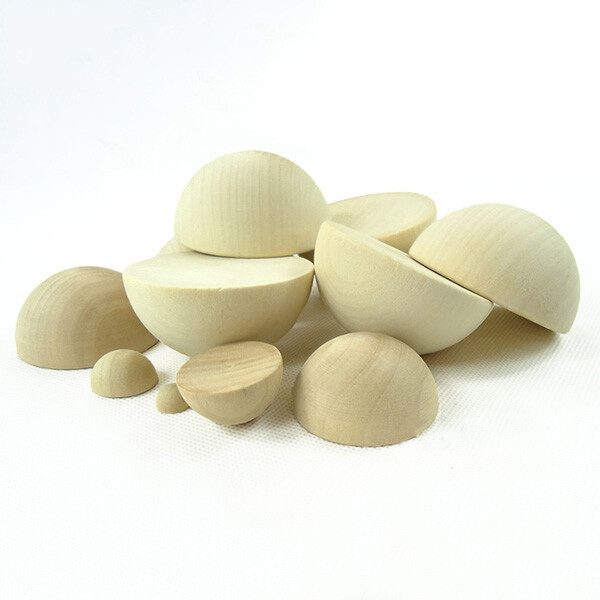 Natural Wooden Half Balls Craft Spheres Wood Semicircle 10~60mm Semi ...