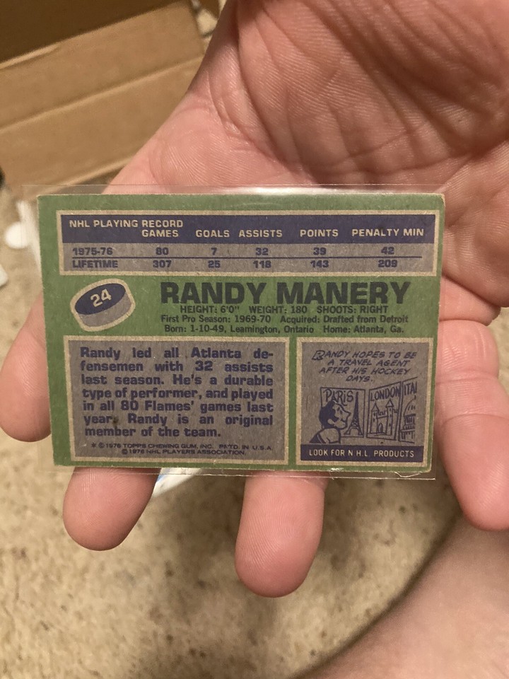 1976-77 Topps Hockey #24 Randy Manery Atlanta Flames | eBay
