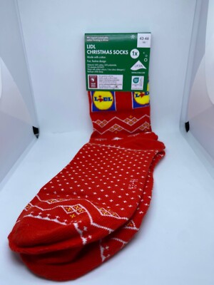 LIDL ADULT SOCKS sz 43-46 RED CHRISTMAS COTTON LYCRA 2023 XMAS LIMITED ...