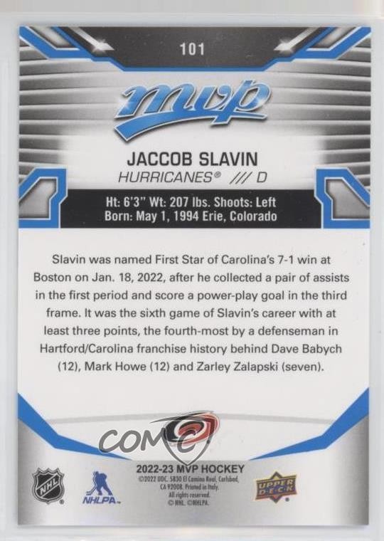 2022-23 Upper Deck MVP Factory Set Blue Jaccob Slavin #101 | eBay