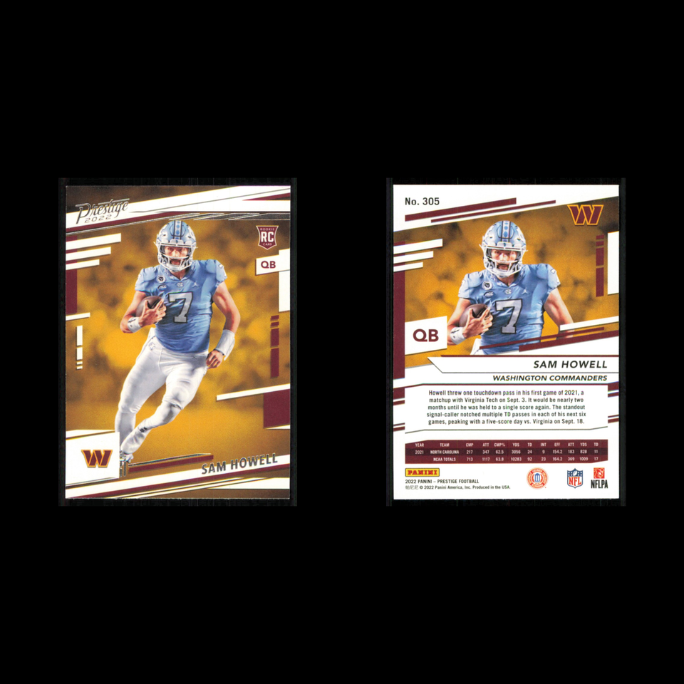 Sam Howell Rookie #305 2022 Panini Prestige Washington Commanders ...