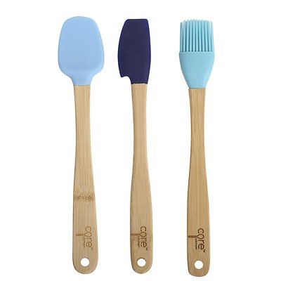 Core Kitchen 8.25" 3pc Silicone Mini Spatula Set with Bamboo Handles ...