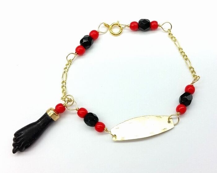 NEW 10K GOLD AZABACHE BABY BRACELET (PROTECTION FROM EVIL EYE) Pulsera ...