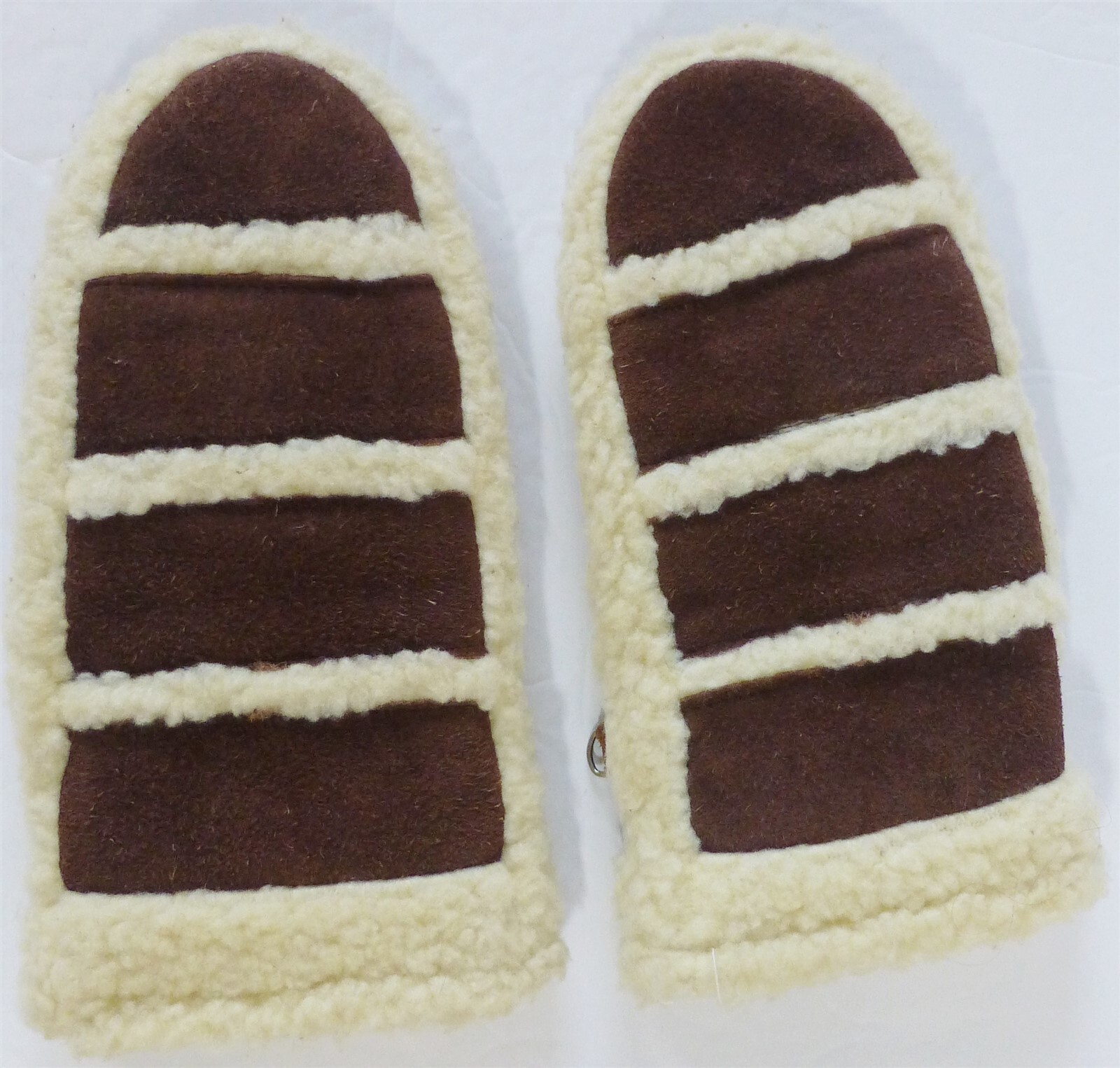 VTG Sears Brown Suede Split Cowhide Mittens Sherpa Lined Women OS S-M ...