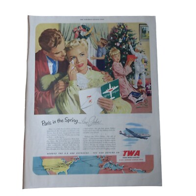 1950 TWA Airline - Paris In The Spring - Vintage Print Ad | eBay