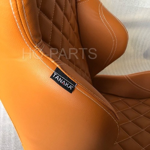 2 X TANAKA UNIVERSAL TAN PVC LEATHER RACING SEAT DUAL RECLINER ...