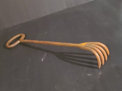 Antique Primitive Hand Forged Iron Hardware Store Nail Rake Claw 4 ...