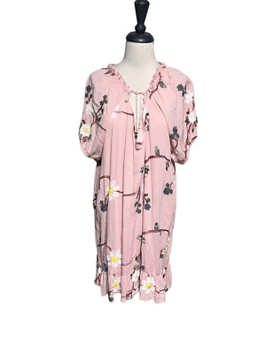 LIV Los Angeles Short Sleeve Embroidered Pink Dress NWT Size Large | eBay