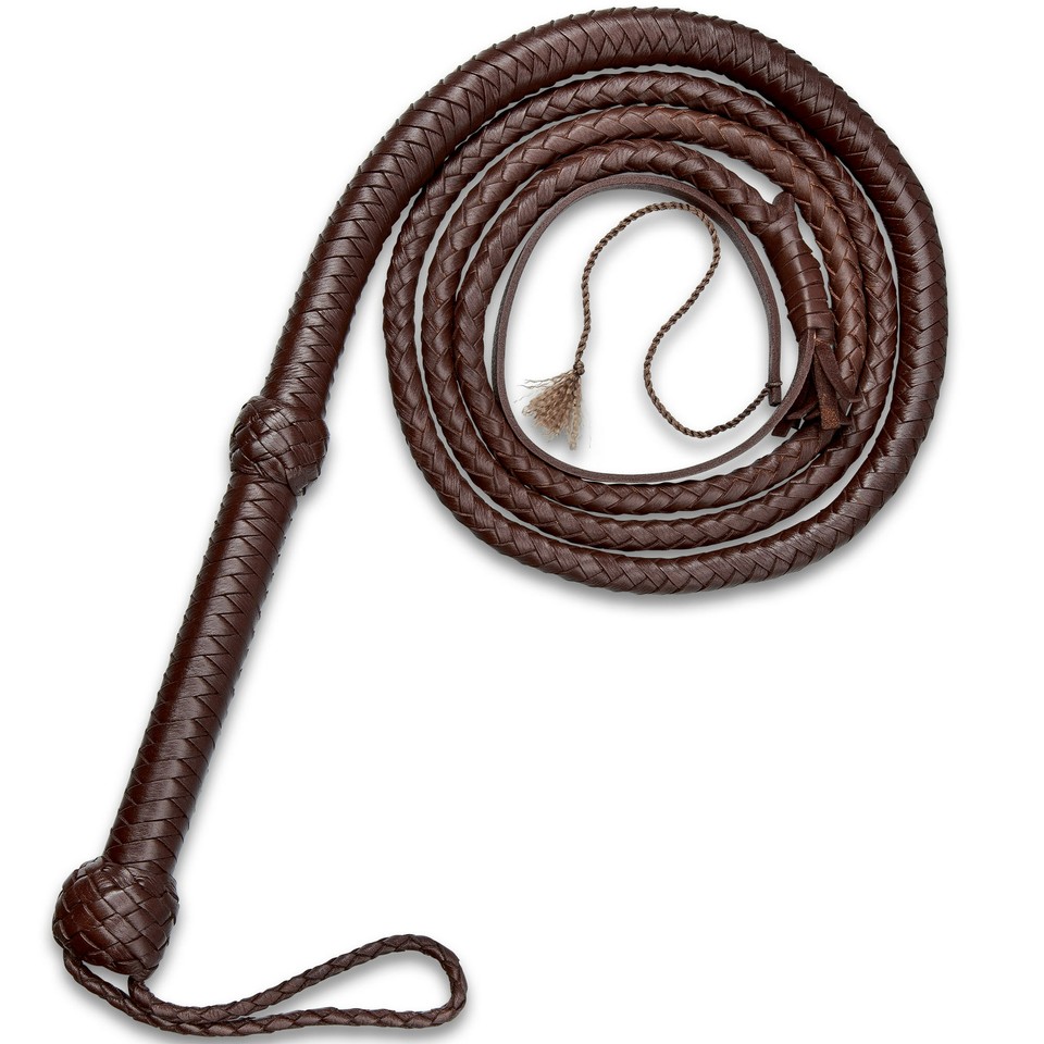 8ft Handcrafted Genuine Leather Bullwhip Whip Indiana Jones Cowboy ...