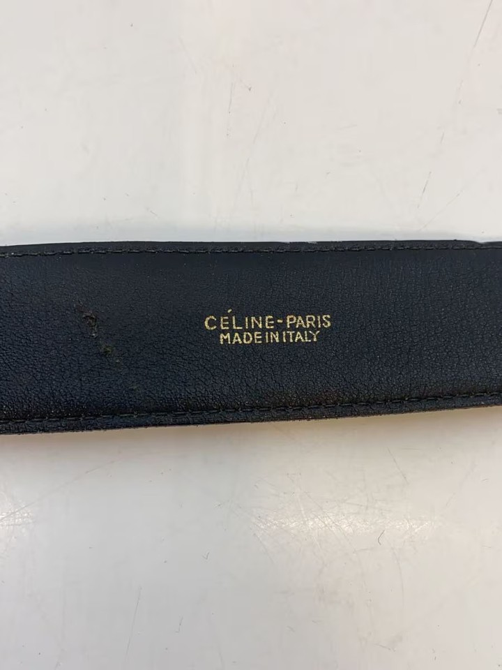 CELINE Women's Leather Belt with Large Carriage Hardware, Black | eBay
