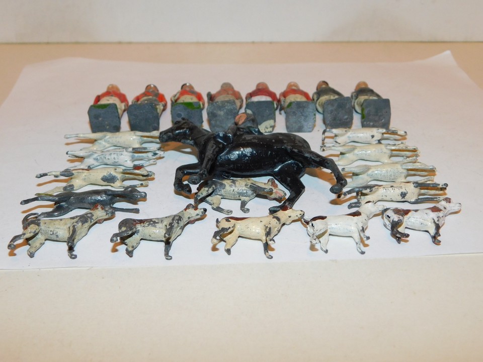 Old BRITAINS Lead, 1950s Farm Series, Fox Hunt People & Hounds, 6 Pcs ...