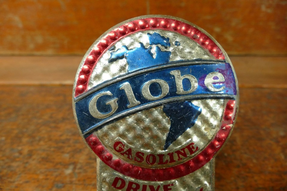 Vintage Original Globe Gasoline Drive Safely Reflective License Plate ...