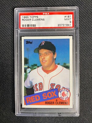 1985 TOPPS #181 ROGER CLEMENS ROOKIE GRADED PSA 9 NM-MINT SHARP REDSOX ...