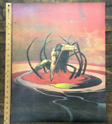 VINTAGE POSTER PRINT Frank Frazetta Man Battling Spider Comic Artists ...