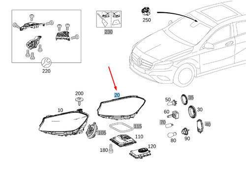 MERCEDES-BENZ GLA X156 FRONT LEFT HEADLAMP SEALING FRAME A1568260158 ...