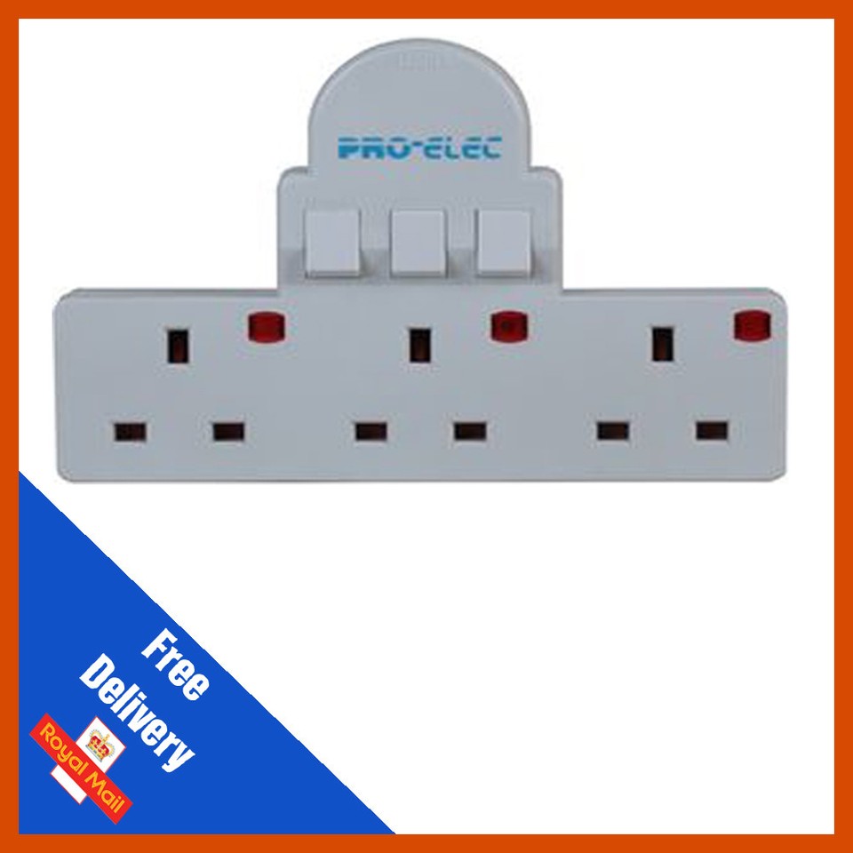 SWITCHED SOCKET ADAPTER EXTENDER 13AMP WALL SOCKET EXTENSION PLUG ...
