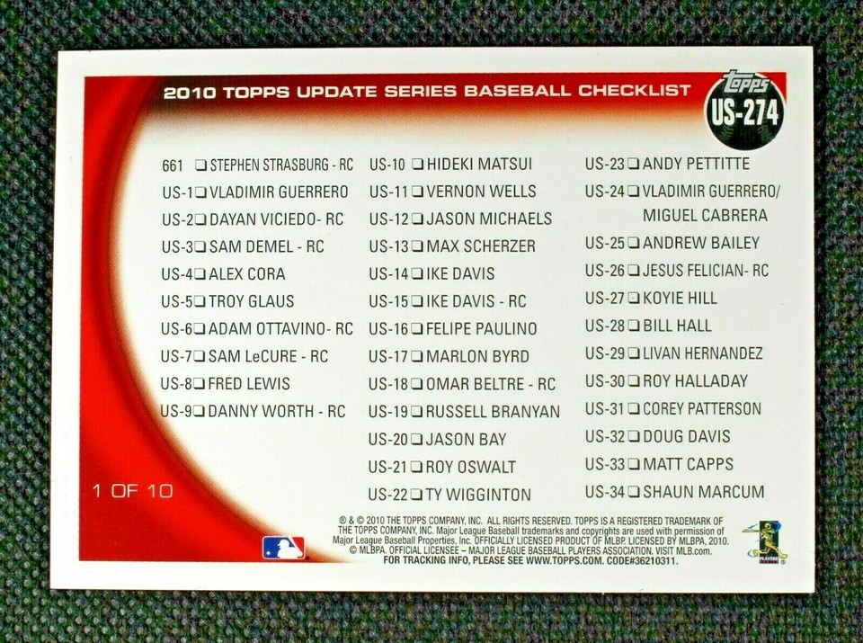 2010 Topps Rookie STEPHEN STRASBURG Rc # 274 mint FROM PACK | eBay