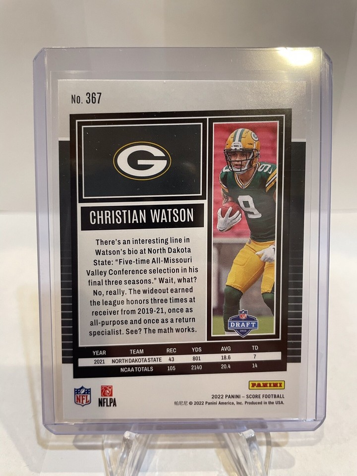 2022 Panini Score Football Red Christian Watson #367 Rookie Card RC ...