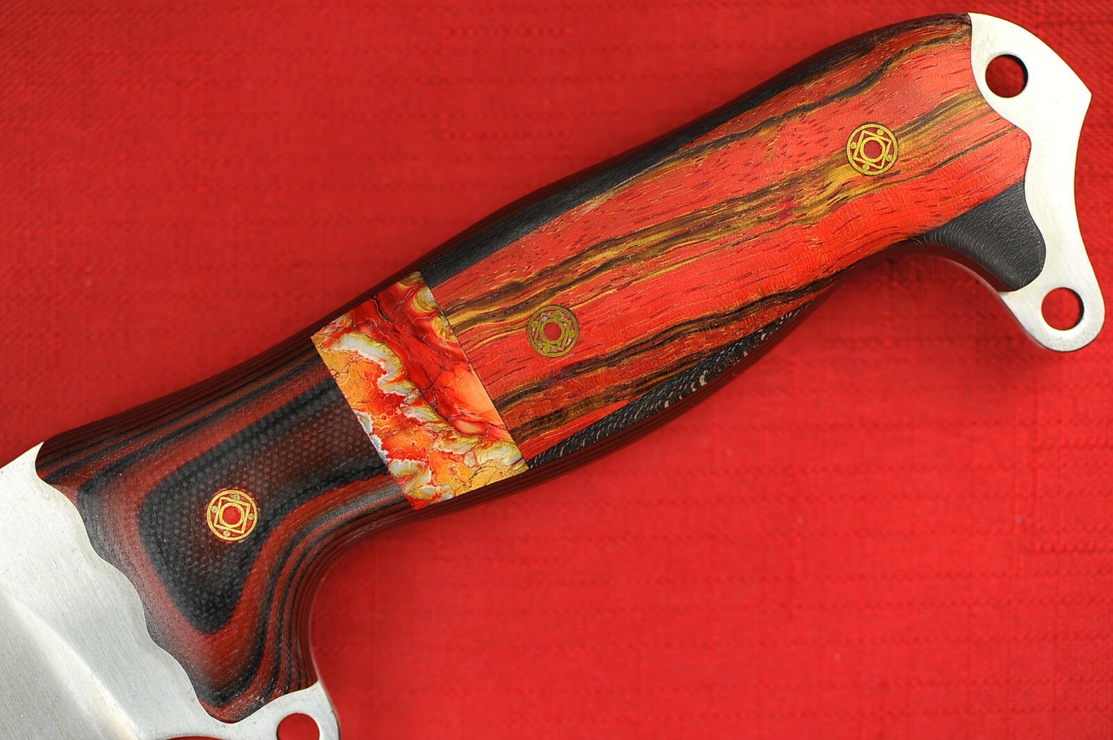 Busse Custom ASH1 .225" Satin INFI Red/Black G10 G-rexed Walnut/Curly ...