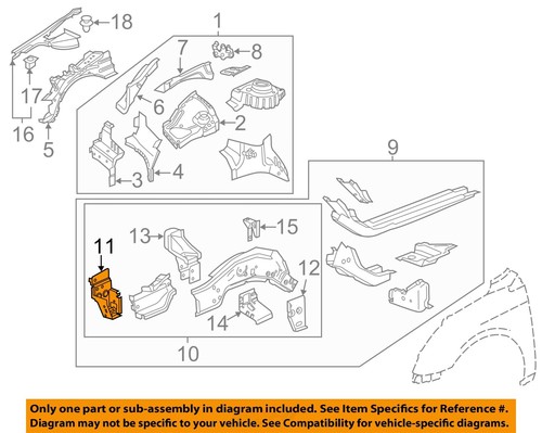 GM OEM 10-20 Impala Fender Structural Components Rails-Susp Support ...