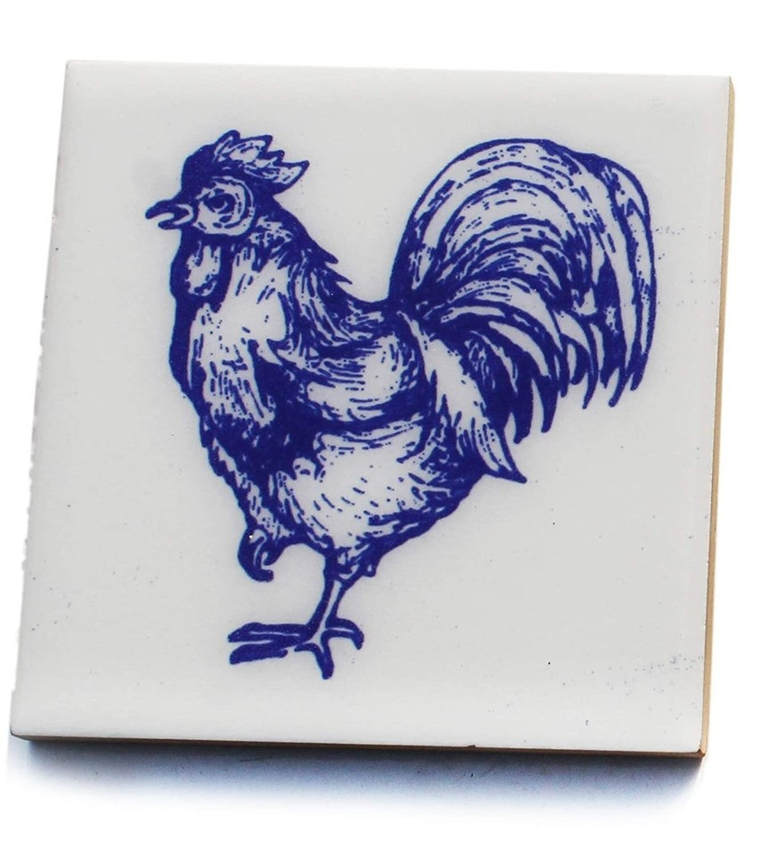 Set of 3 Blue Pottery Animal Tile Decorative Floral Showroom Ceramic ...