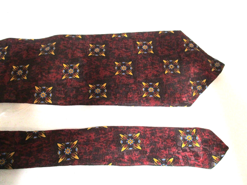 ROBERT TALBOTT Studio burgundy gold geometric floral pattern mens silk tie | eBay