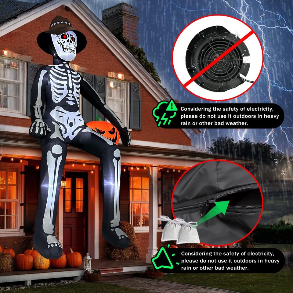 10 FT Inflatables Skeleton Halloween Decor Outdoor, Giant Blow Up ...