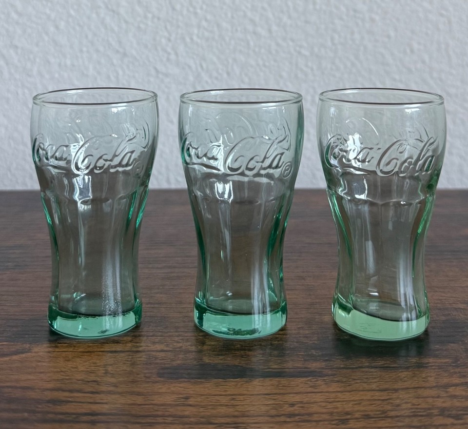 Set of Three Coca Cola Green Glass Coke 3.5 Inch Shot Glasses -- Free ...