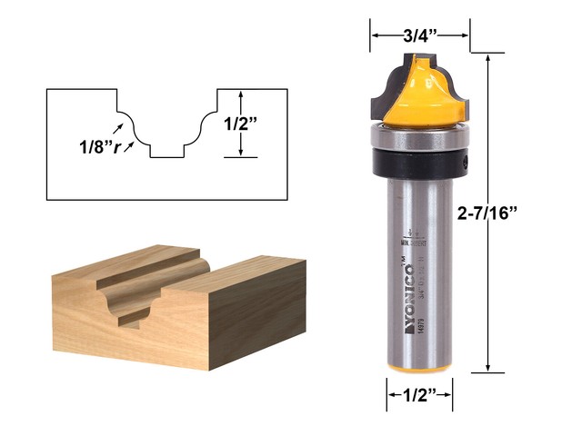 Yonico 14979 Faux Panel Roman OGEE Router Bit With C3 Carbide Tipped 1/ ...