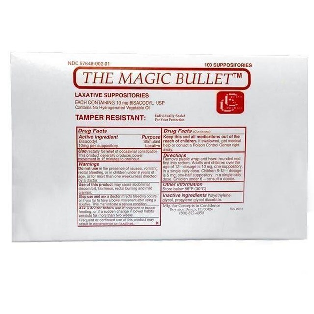 CONCEPTS IN CONFIDENCE 1 PK/5 EA Magic Bullet Suppository CCMB100 CHOP ...