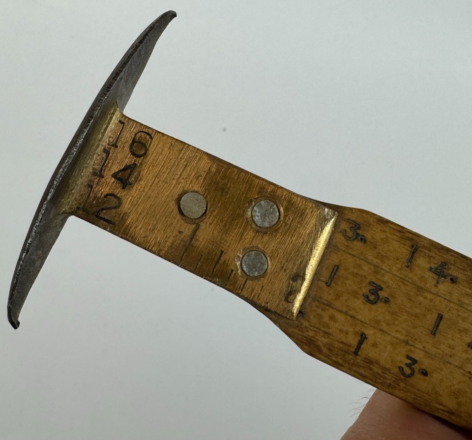 Vintage Handmade Larry Barber Brass Wood Logging Ruler Board Feet ...